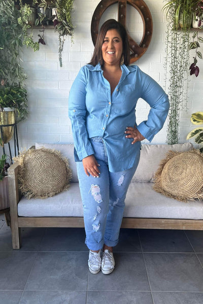 Lounge Shirt-Blue – Erin Louise