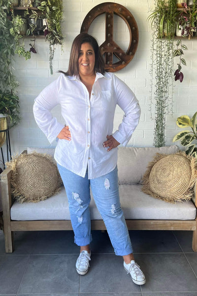 Lounge Shirt-White – Erin Louise